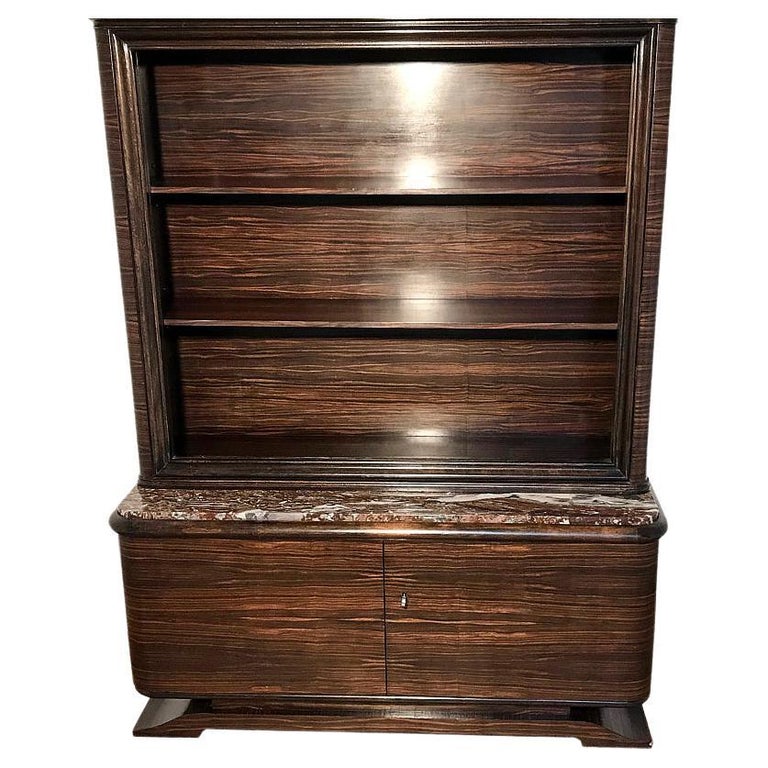 Art Deco Display Case / Library Made of Macassar with Marble Top, Paris ...