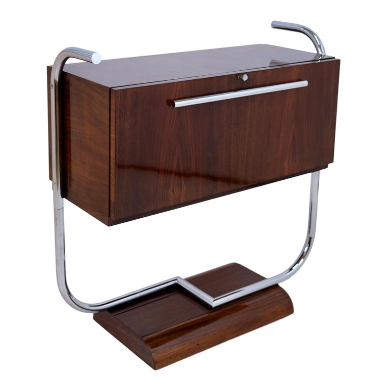 Art Deco Double Face Steel Tube Bar Furniture with Wooden Case by René ...
