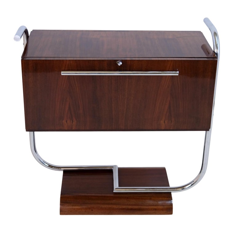 Art Deco Double Face Steel Tube Bar Furniture with Wooden Case by René ...