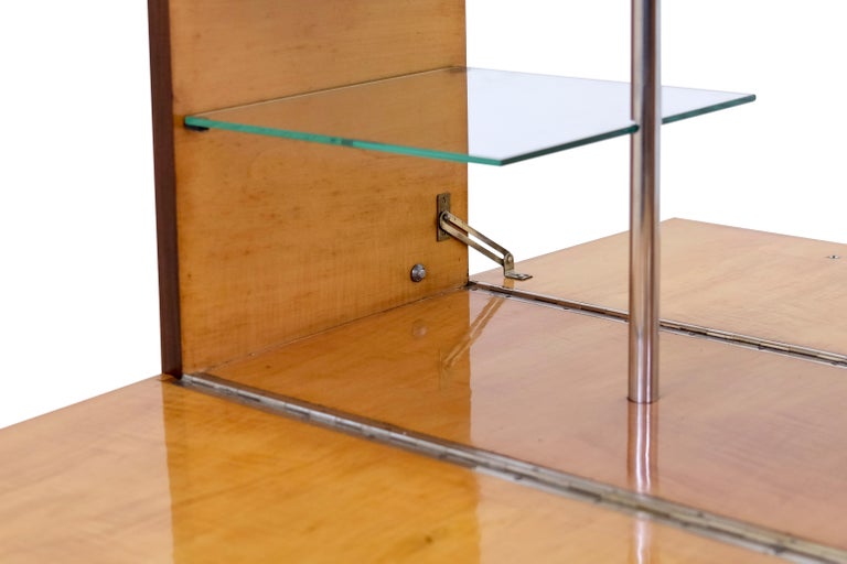 Art Deco Double Face Steel Tube Bar Furniture with Wooden Case by René ...