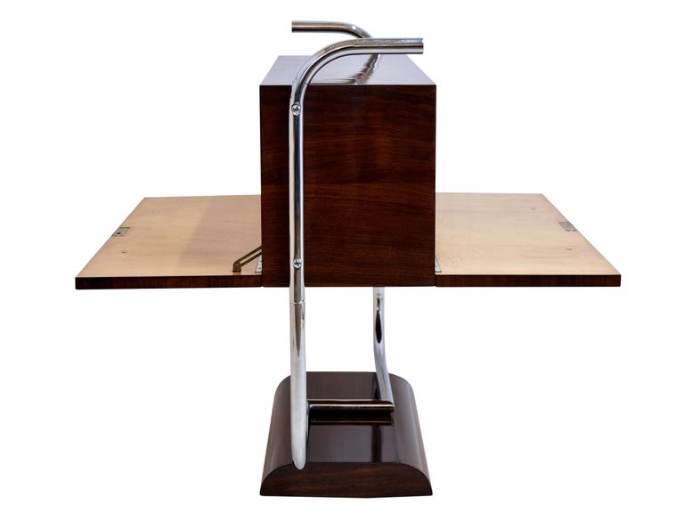 Art Deco Double Face Steel Tube Bar Furniture with Wooden Case by René ...