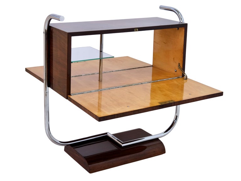 Art Deco Double Face Steel Tube Bar Furniture with Wooden Case by René ...