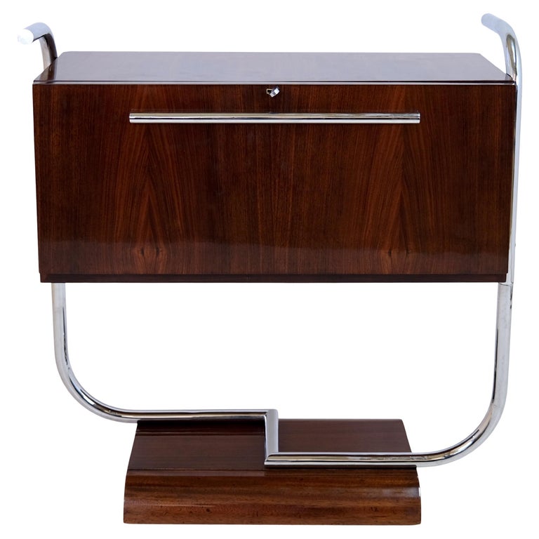 Art Deco Double Face Steel Tube Bar Furniture with Wooden Case by René ...