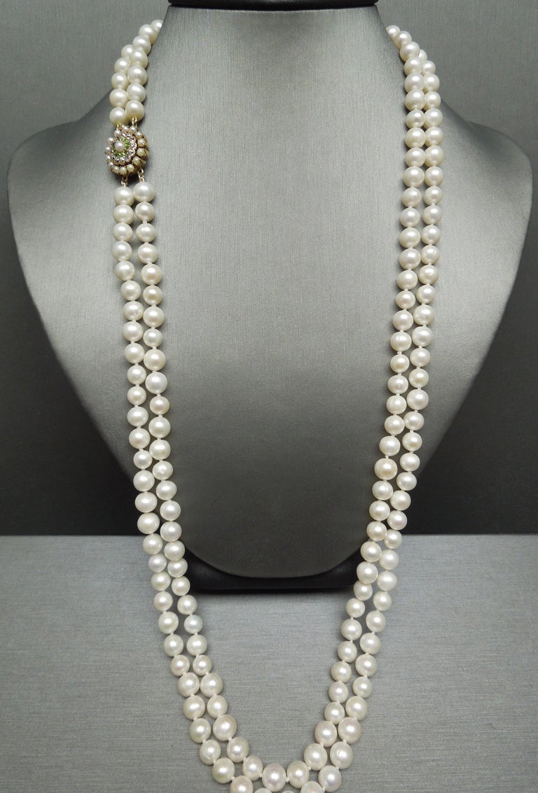Art Deco Double Strand Pearl Cocktail Necklace For Sale at 1stDibs