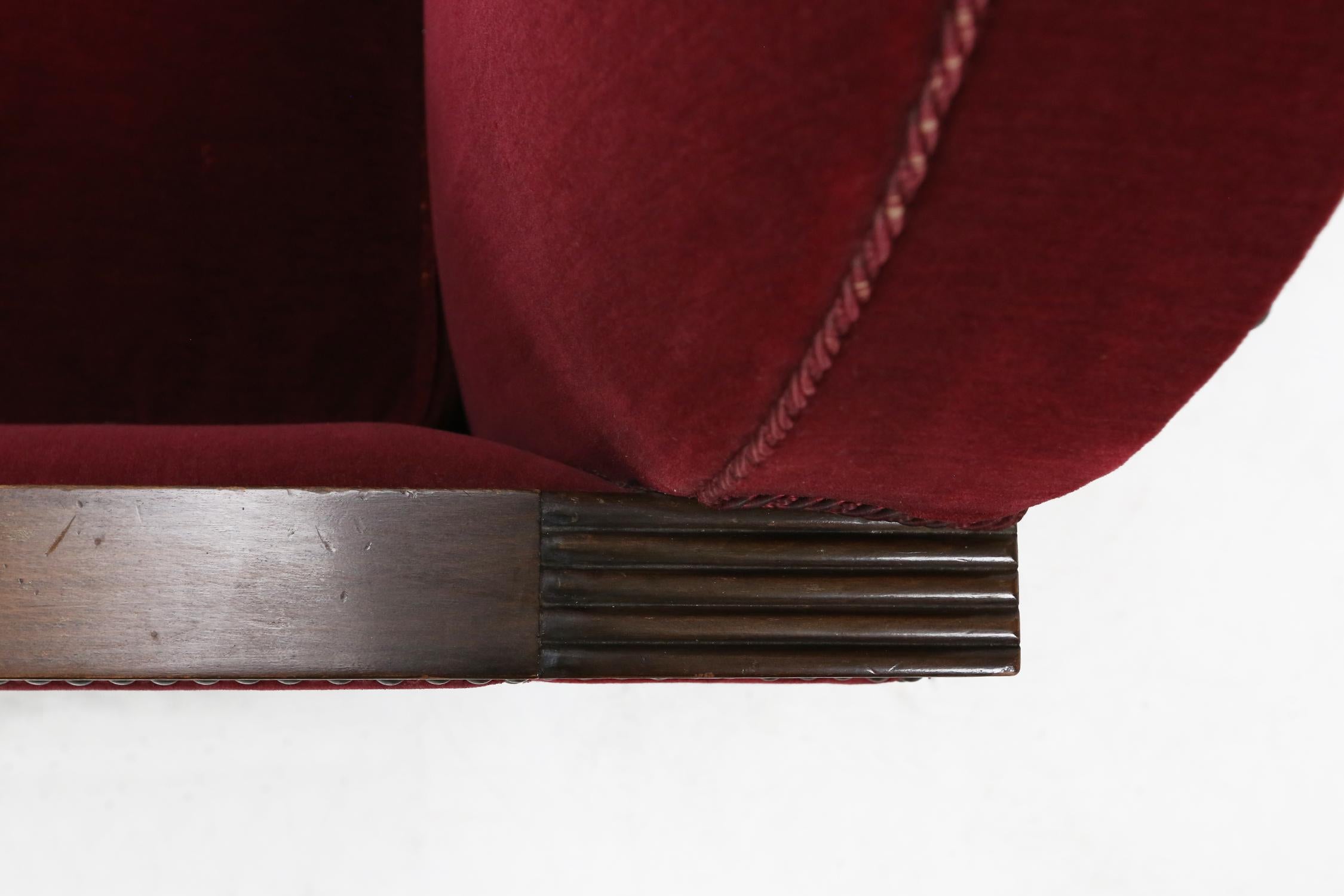 Art Deco Easy Chair in Red Velvet at 1stDibs