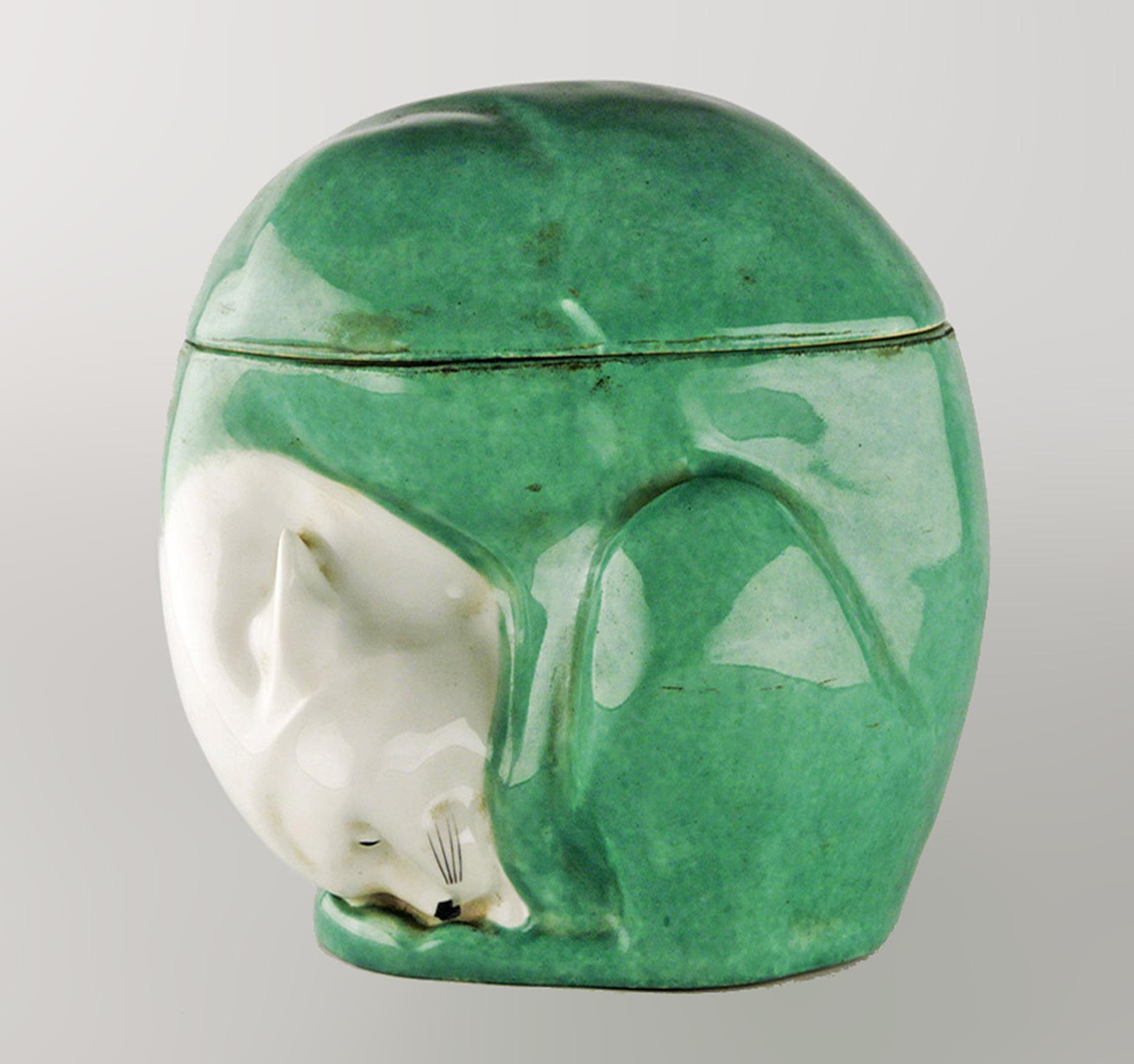 Art Déco Édouard Marcel Sandoz's Porcelain Fox-Shapped Box for Theodore ...