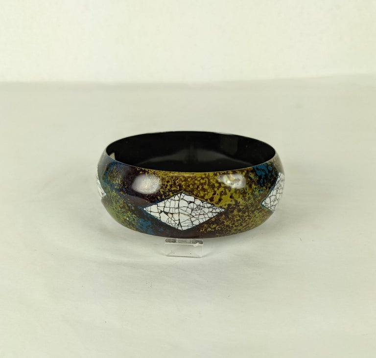 Art Deco Eggshell Lacquer Bangle Bracelet For Sale at 1stDibs