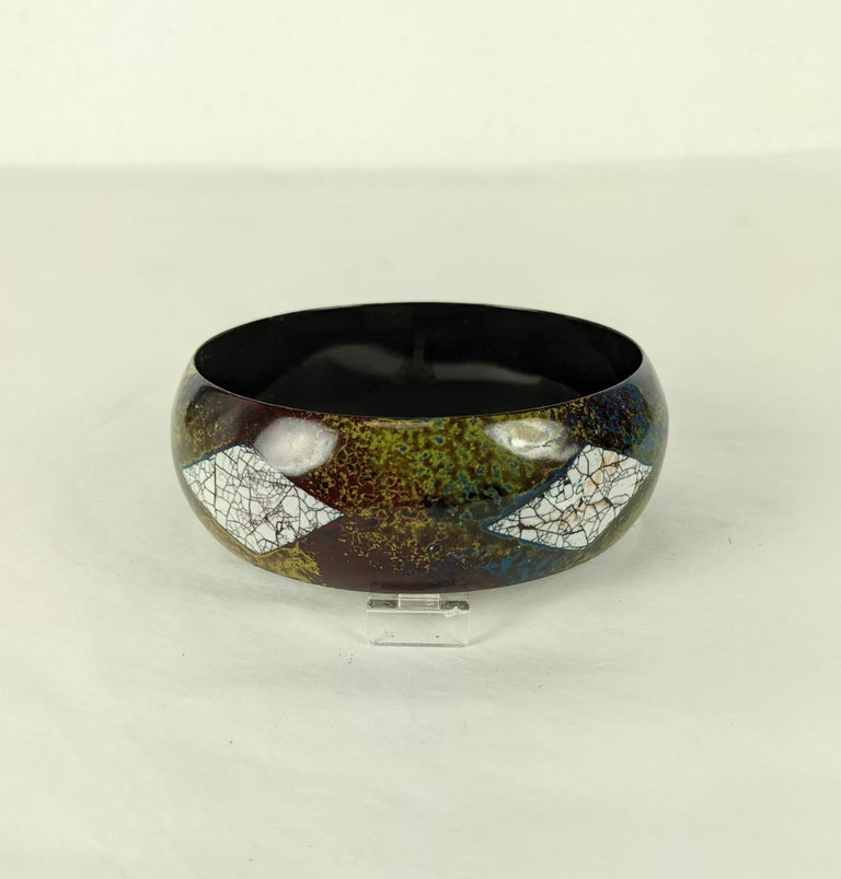 Art Deco Eggshell Lacquer Bangle Bracelet For Sale at 1stDibs