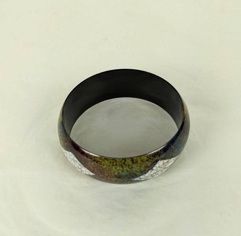Art Deco Eggshell Lacquer Bangle Bracelet For Sale at 1stDibs