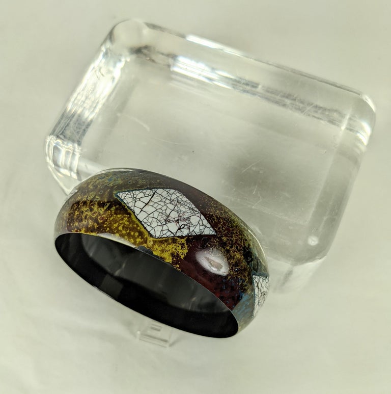 Art Deco Eggshell Lacquer Bangle Bracelet For Sale at 1stDibs