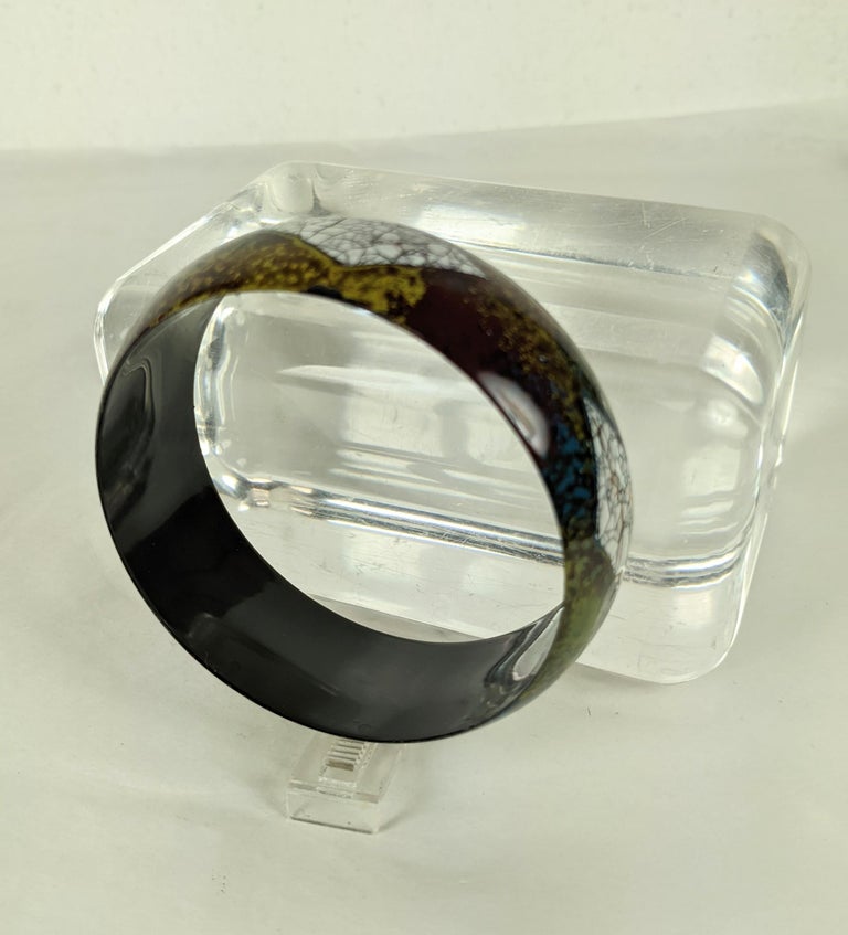Art Deco Eggshell Lacquer Bangle Bracelet For Sale at 1stDibs