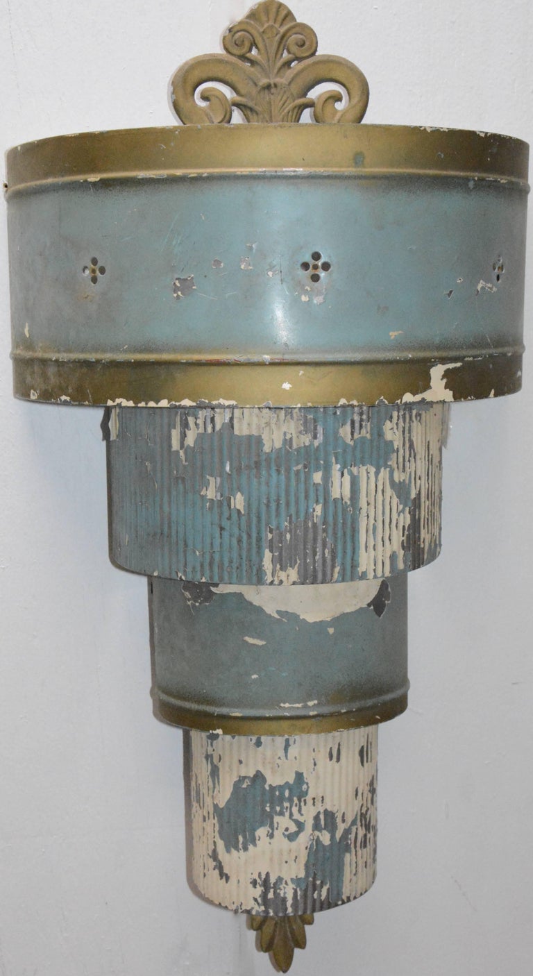 Art Deco Electrified Metal Sconces, Pair For Sale at 1stDibs