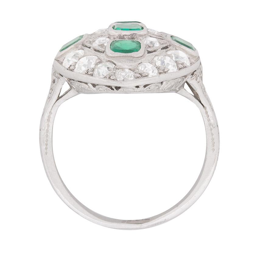 Art Deco Emerald and Diamond Dinner Ring, circa 1920s For Sale at ...