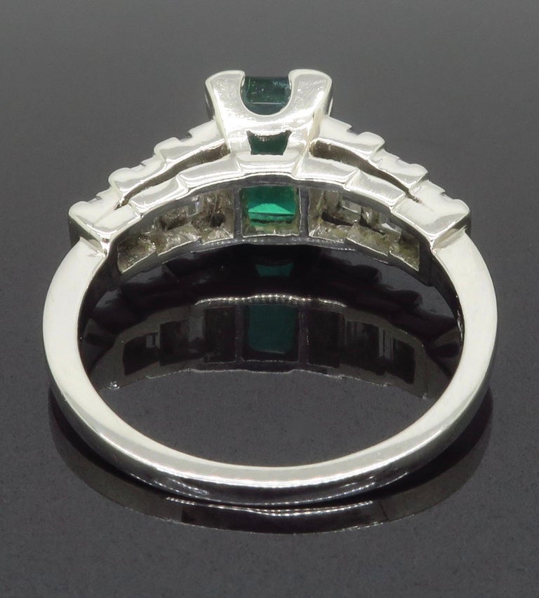 Art Deco Emerald and Diamond Ring Made in Platinum For Sale at 1stDibs