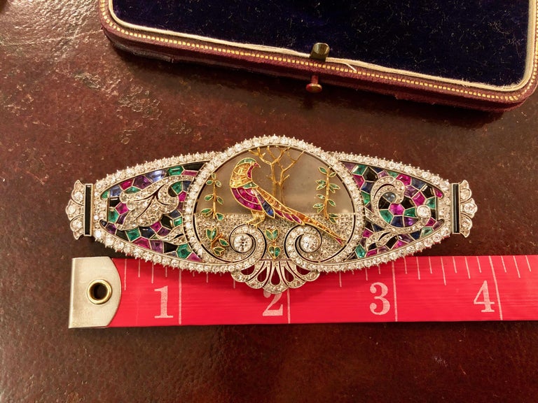 Gem-Set Stained Glass Pheasant Brooch at 1stDibs