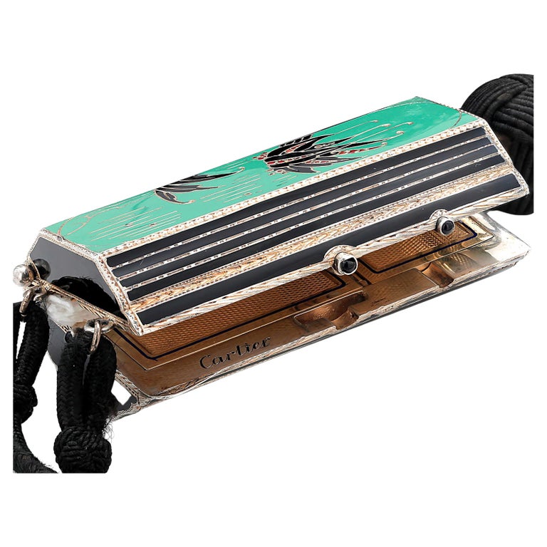 Vintage Cartier Enamel Art Deco Hinged Case with Sapphire Closure at ...