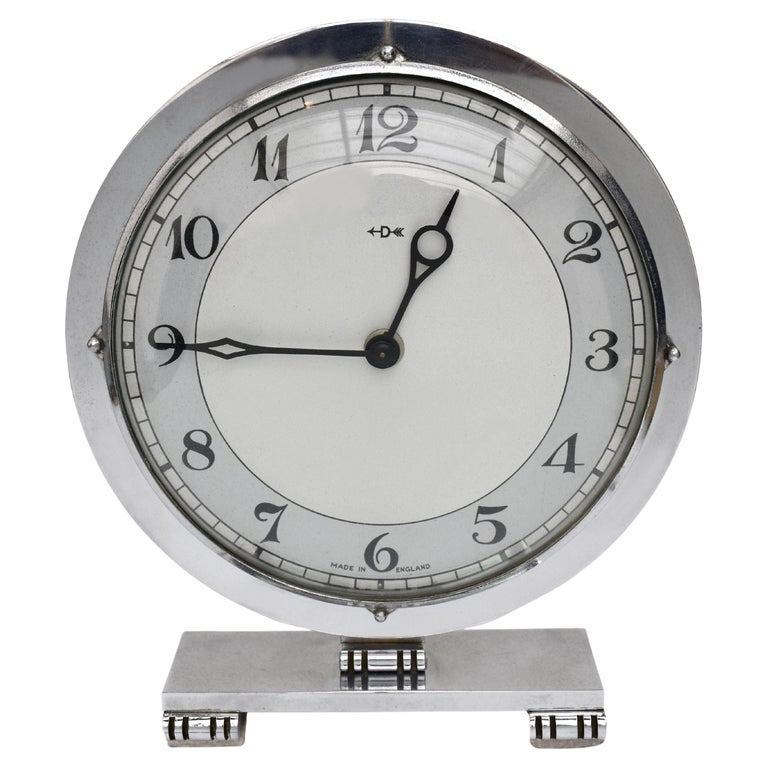 Art Deco English Chrome Clock , 8 Day, Mechanical, by Smiths, circa ...