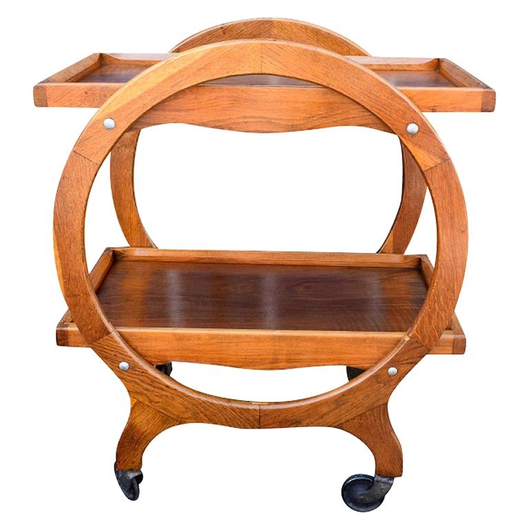 Art Deco English Circular Drinks Trolley Cart, 1930s at 1stDibs
