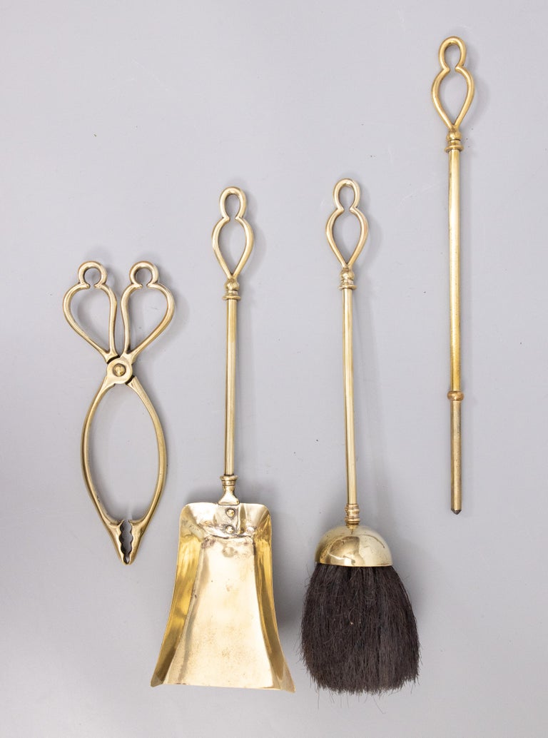 Art Deco English Petite Brass Fireplace Tools Set, Birmingham, 1891 For ...