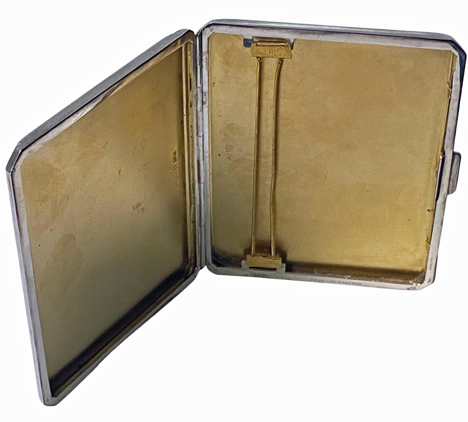 Art Deco English Silver Cigarette Case Birmingham, 1946 For Sale at 1stDibs