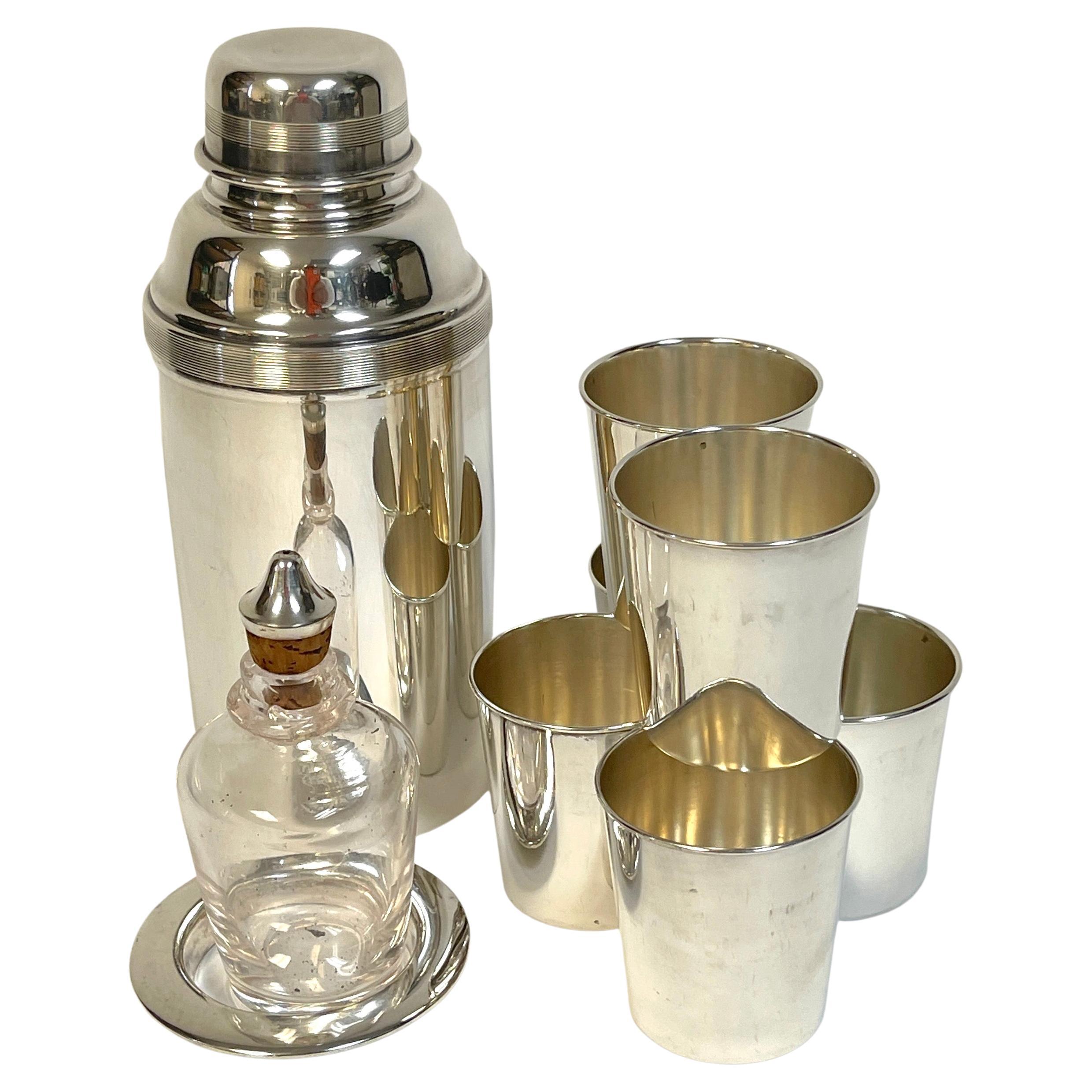 Vintage Lenox Spyro Decorative Metal 7 Piece Martini Set at 1stDibs
