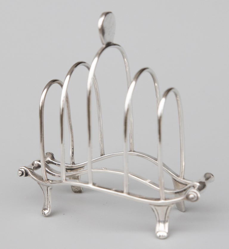 Art Deco English Sterling Silver Toast Rack, Dated 1924 For Sale at 1stDibs