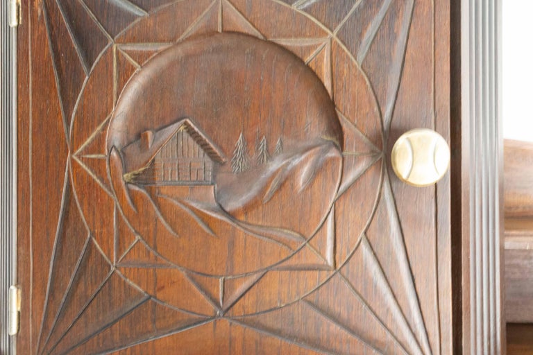 Art Deco Entry Shelf with Cabinet and Drawers Swiss Alp Style, French ...