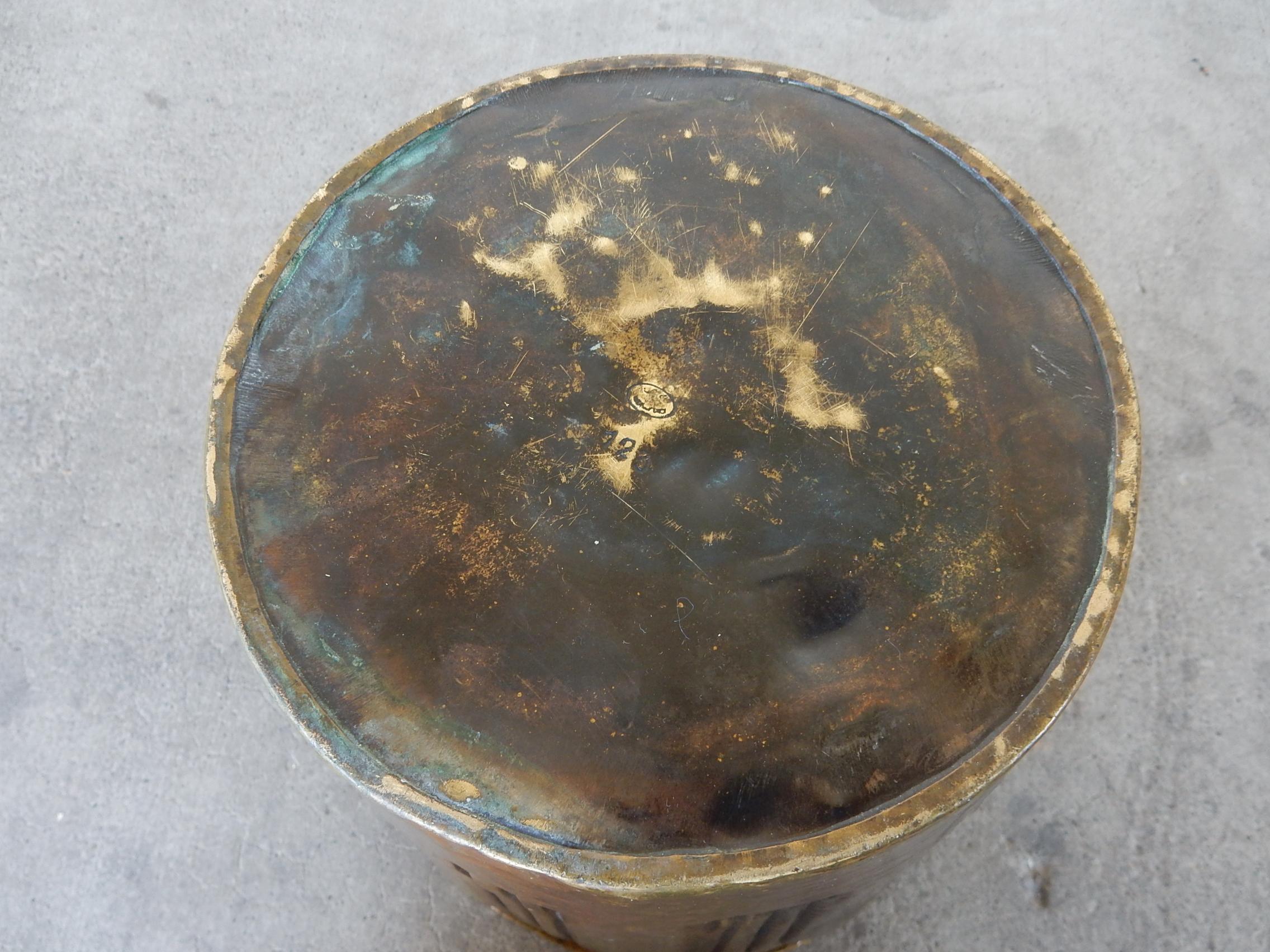 Art Deco Era Artisan Hammered Brass Cachepot at 1stDibs