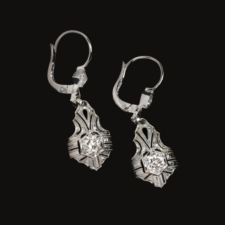 Art Deco Era Design Old Mine Cut Accents Earrings For Sale at 1stDibs