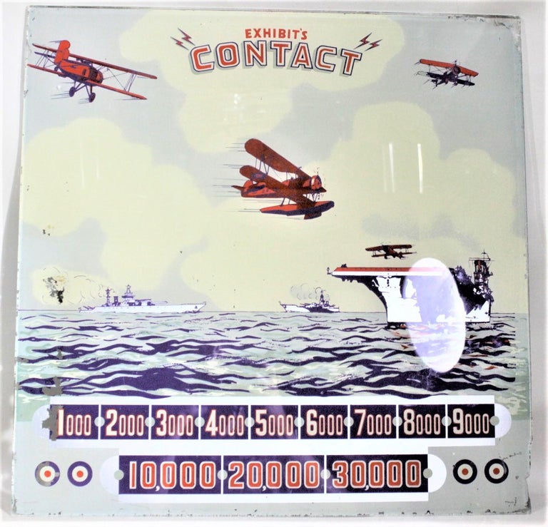 Art Deco Era "Exhibit's Contact" Military Aircraft Pinball Machine Back ...