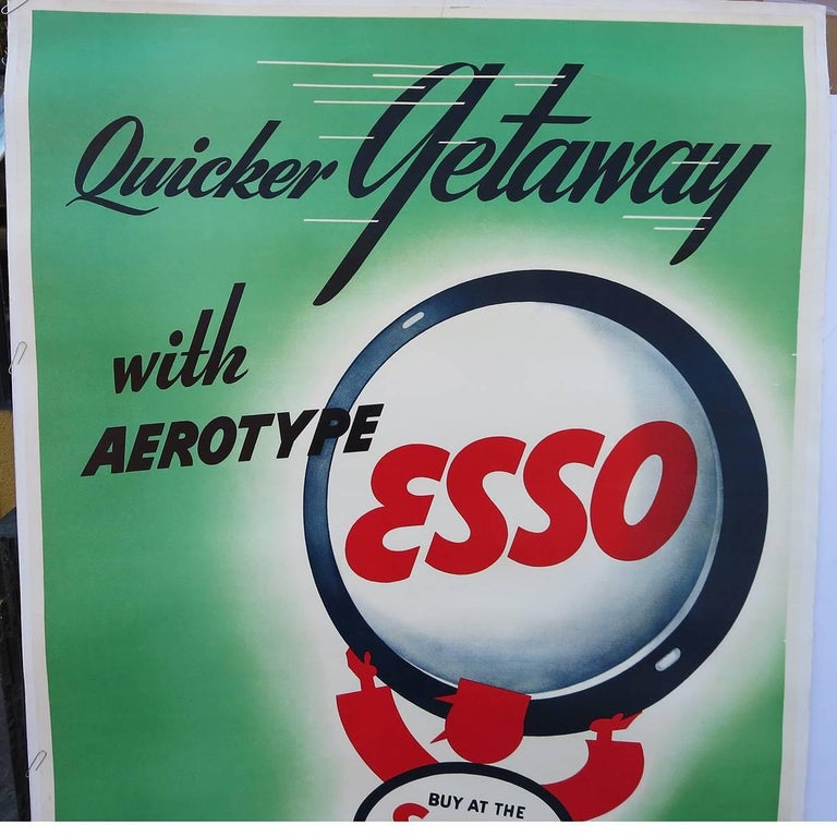 Art Deco Esso Gasoline 1930s Advertising Poster at 1stDibs