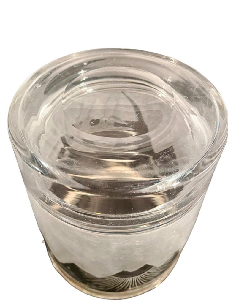 Art Deco Etched Glass and Silver Plate Ice Bucket W/ a Polar Bear on an ...