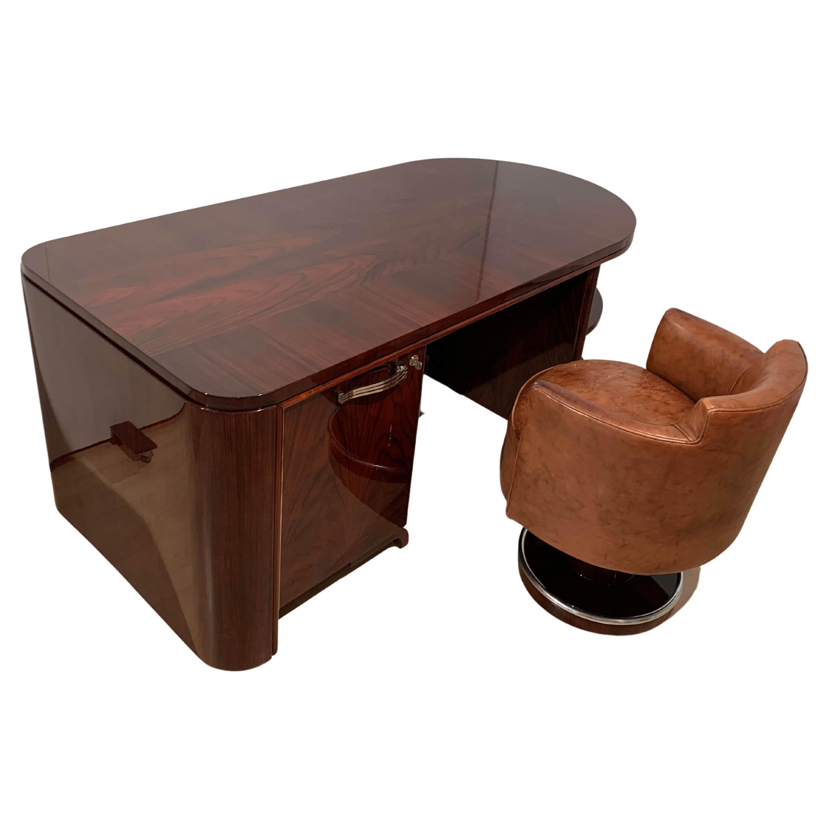 Midcentury Shaw Walker Tanker Desk with Linoleum Top and Steel Corner ...