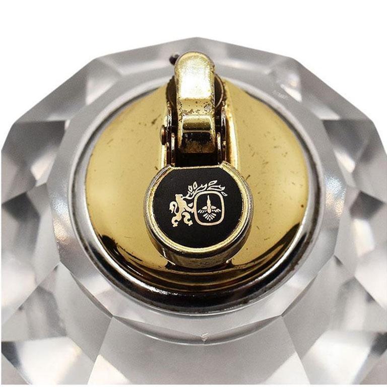 Art Deco Faceted Glass Crystal Table Lighter with Lion Crest by Calibri ...