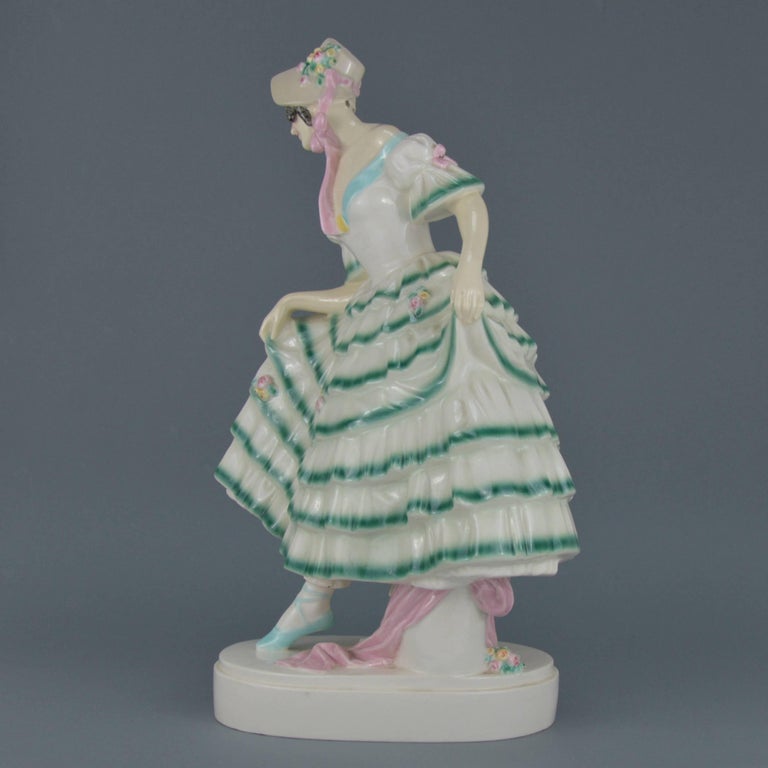 Art Deco Faience Figurine an Elegant Lady Keramos, Austria at 1stDibs