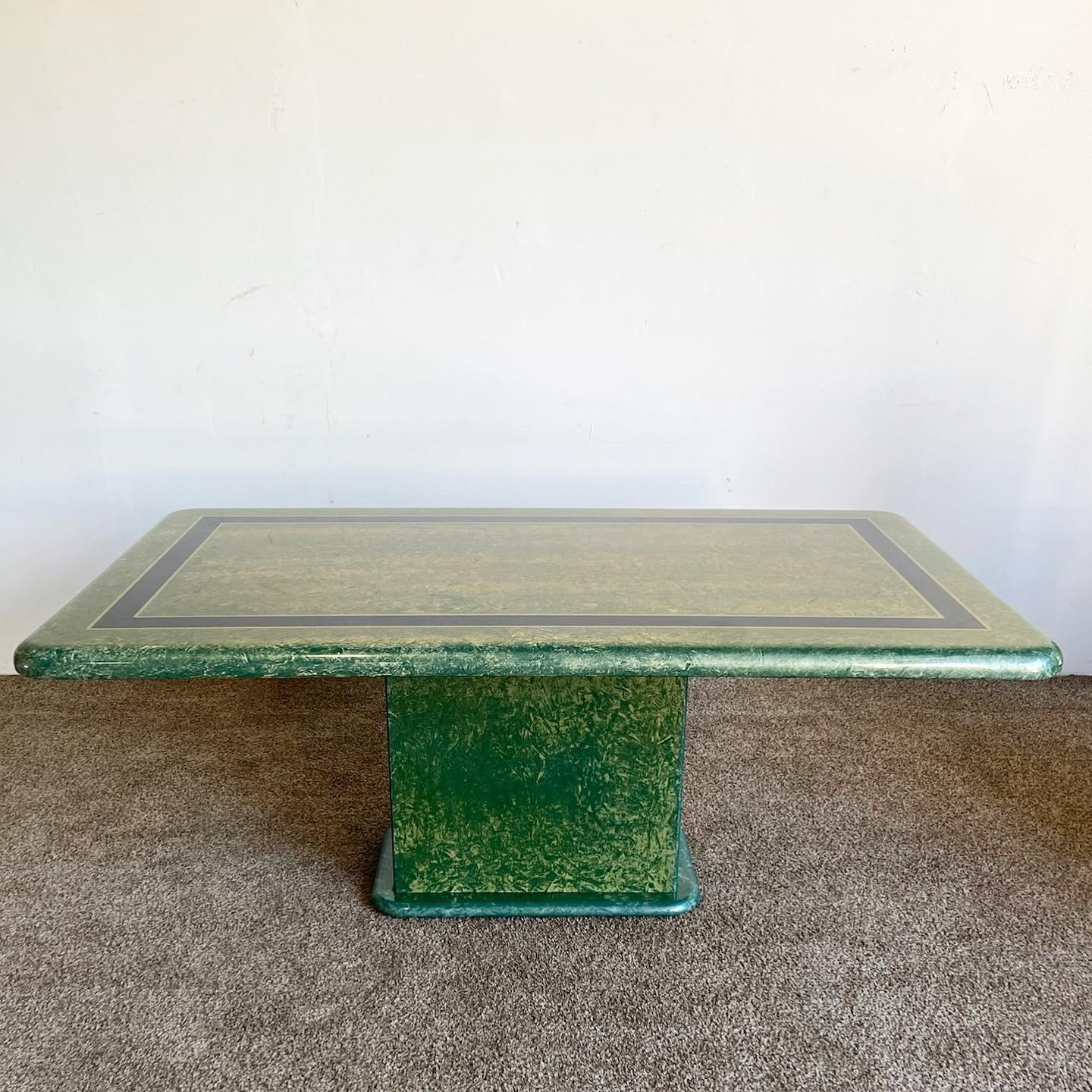 Art Deco Faux Green Marble Rectangular Dining Table For Sale at 1stDibs