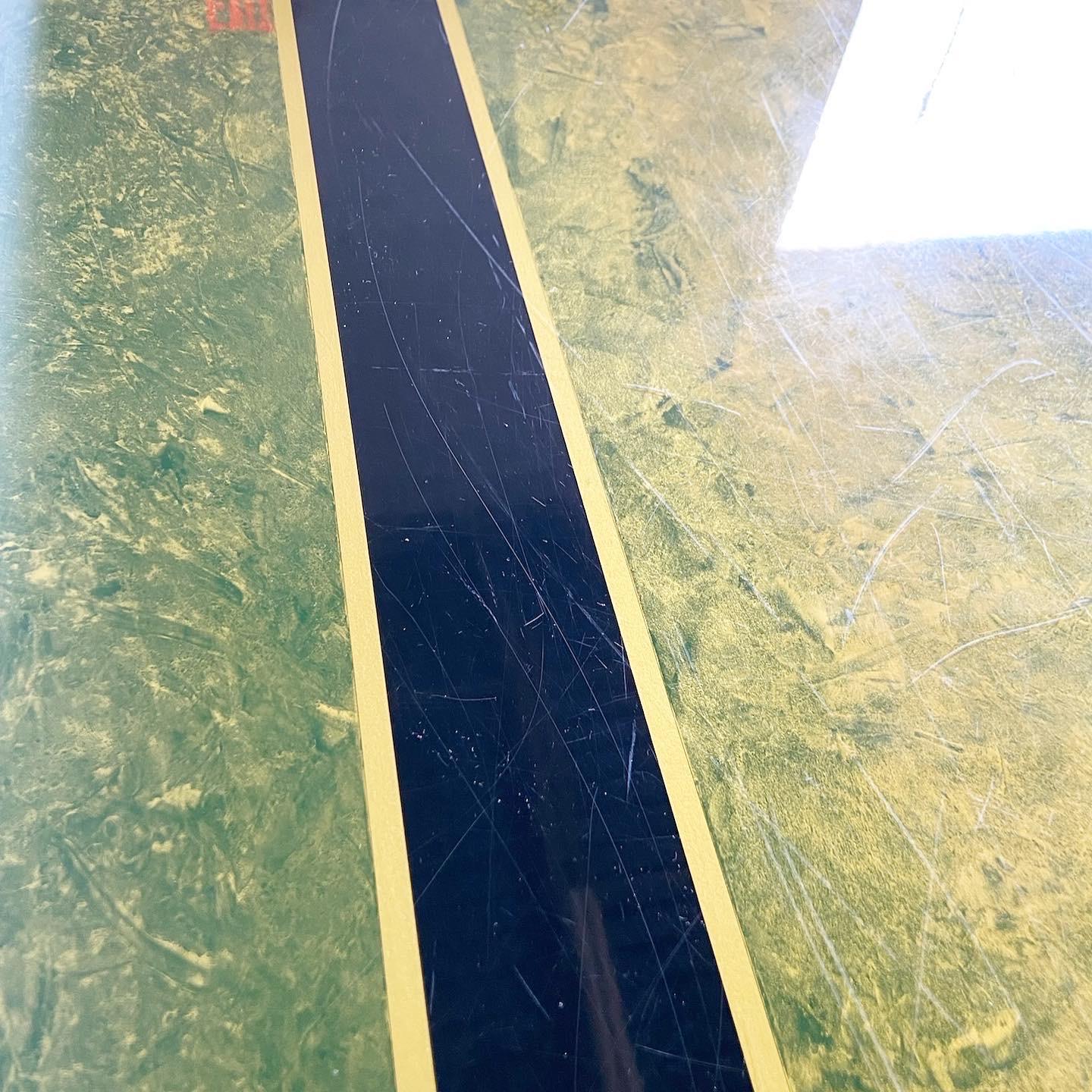 Art Deco Faux Green Marble Rectangular Dining Table For Sale at 1stDibs