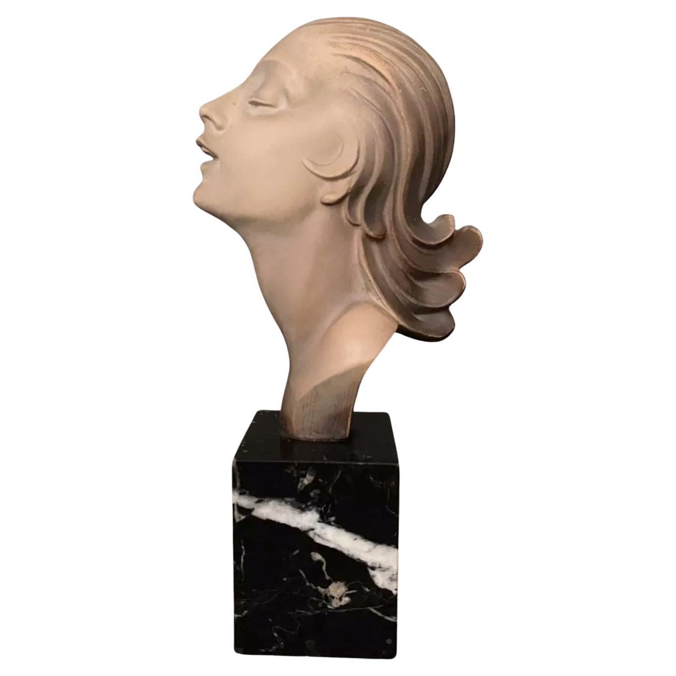 Art Deco Female Bust, French, c1930 For Sale at 1stDibs