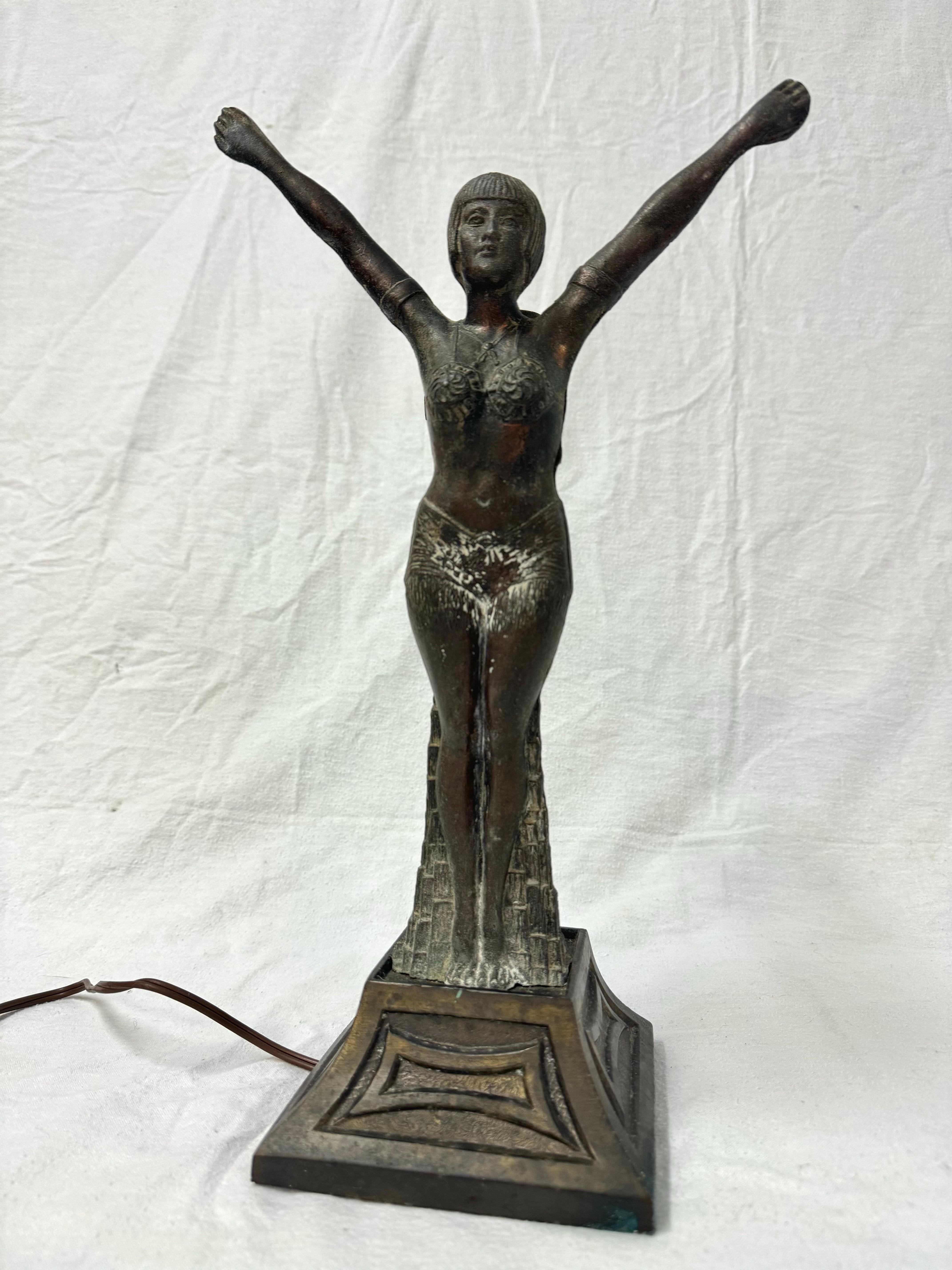 Art Deco Female Dancer Lamp For Sale at 1stDibs
