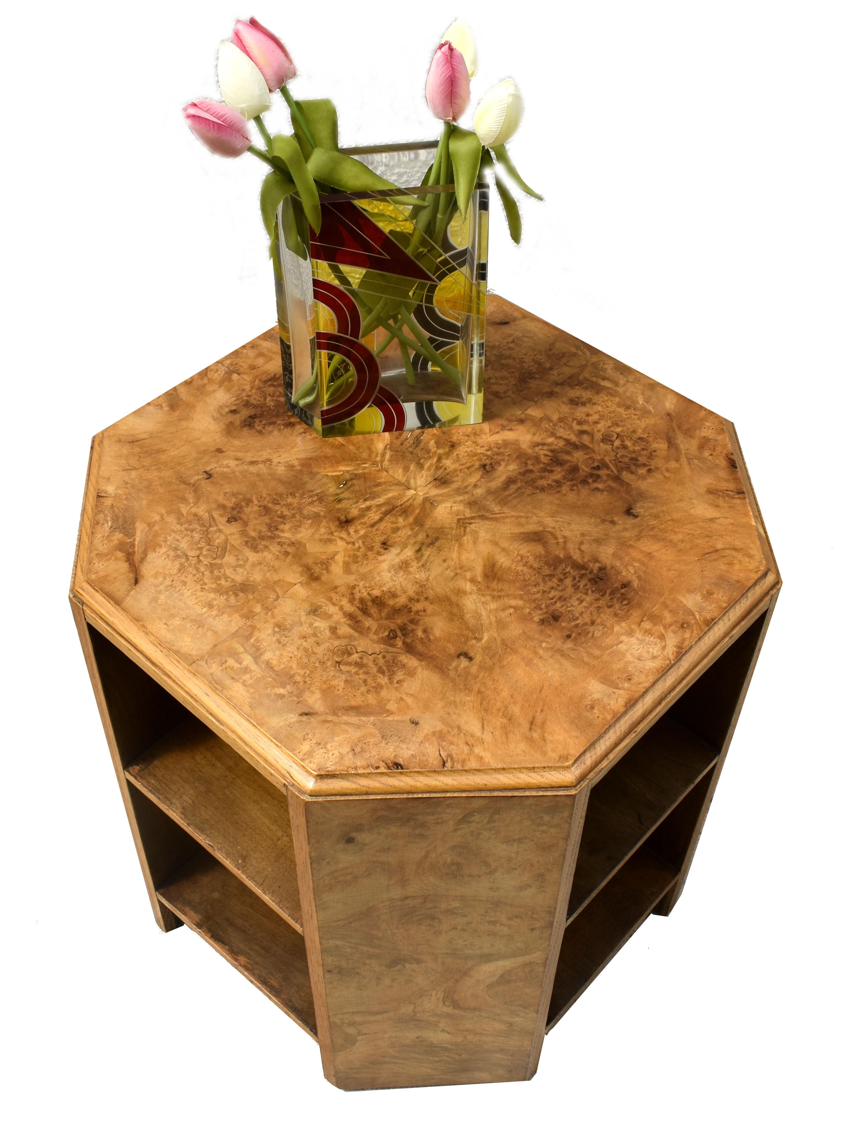 Art Deco Figured Walnut Book Table by Harrods of London, English, circa ...