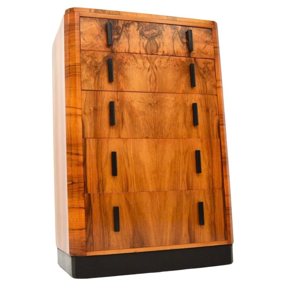 Art Deco Figured Walnut Chest of Drawers For Sale at 1stDibs