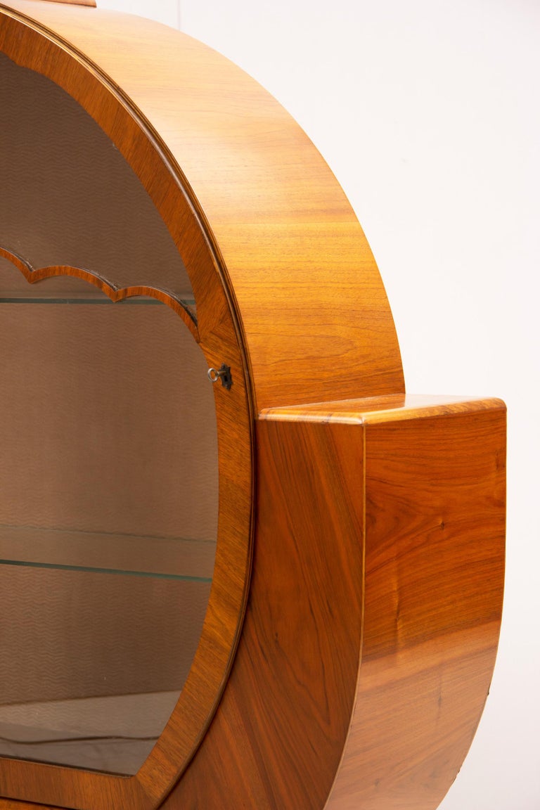 Art Deco Figured Walnut Circular Display Cabinet at 1stDibs
