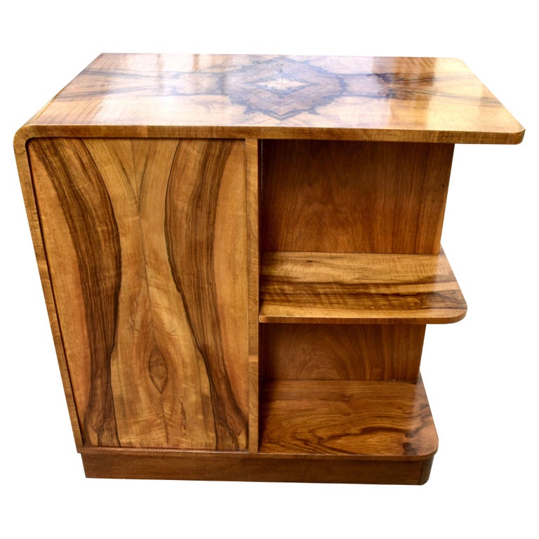 Art Deco Figured Walnut English Book Table on Casters, c1930 For Sale ...