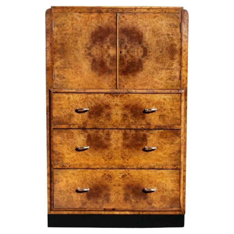 Art Deco Figured Walnut Tallboy, Circa 1930 For Sale at 1stDibs