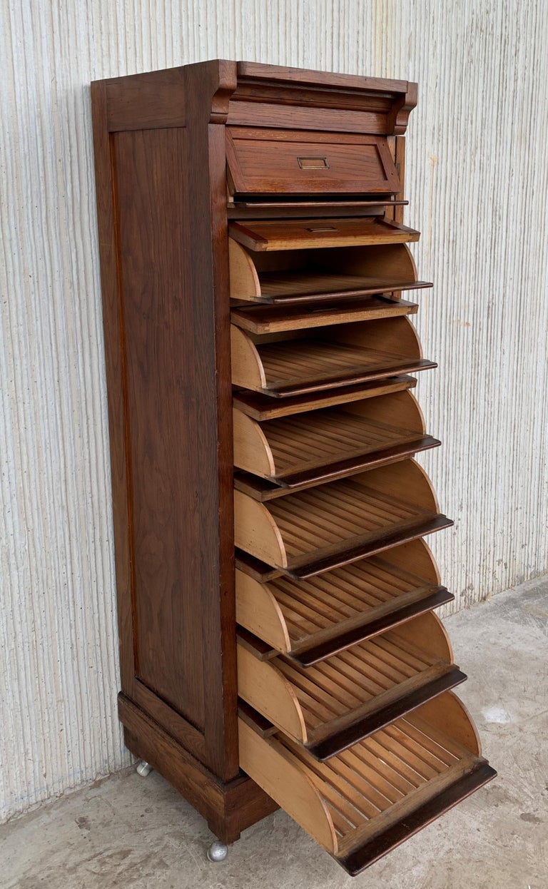 Art Deco Filing Cabinet with Eight Sliding Drawers and wheels For Sale ...
