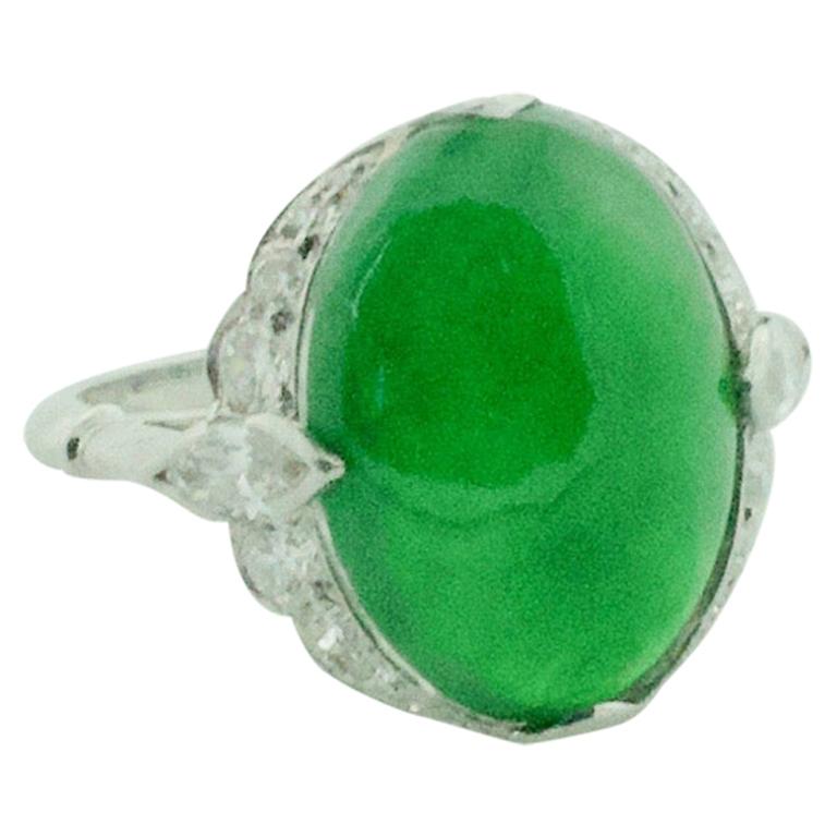 Sleek Art Deco Jade Ring Certified Untreated For Sale at 1stDibs