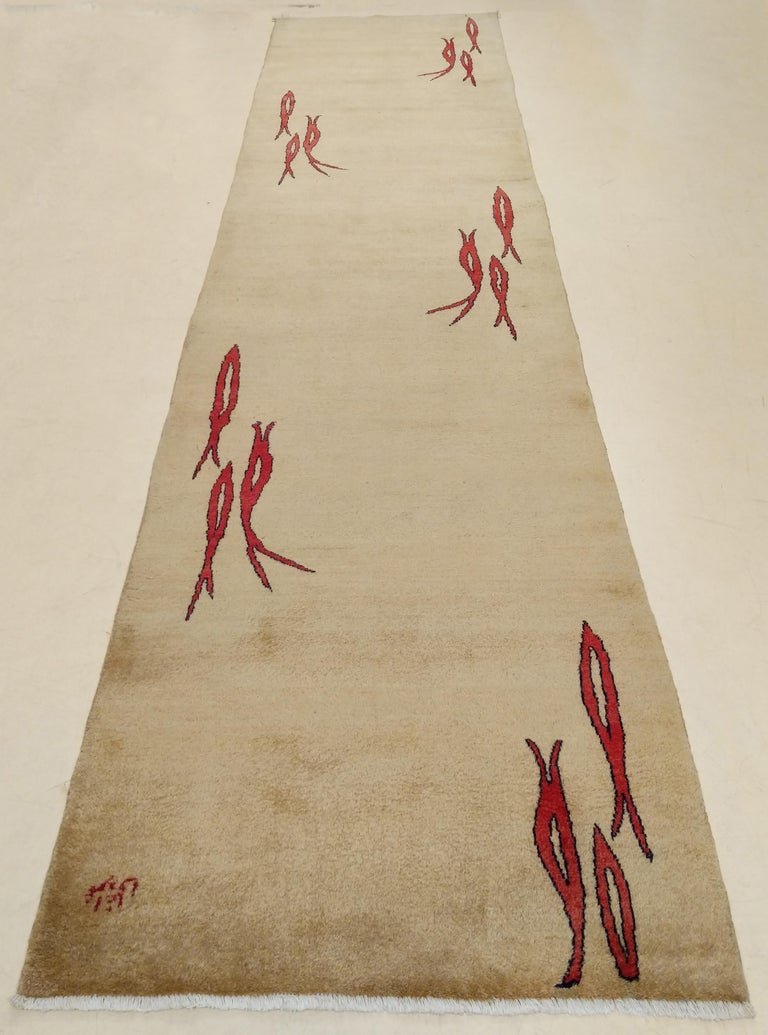 Art Deco Fish Design Ivory Modernist Runner Rug For Sale at 1stDibs ...