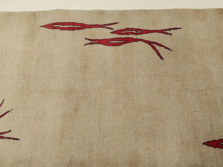 Art Deco Fish Design Ivory Modernist Runner Rug For Sale at 1stDibs ...