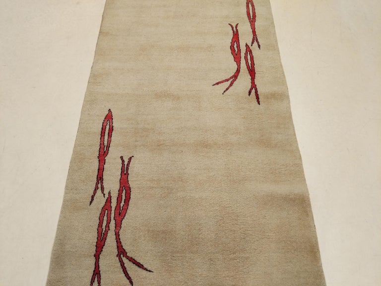 Art Deco Fish Design Ivory Modernist Runner Rug For Sale at 1stDibs ...