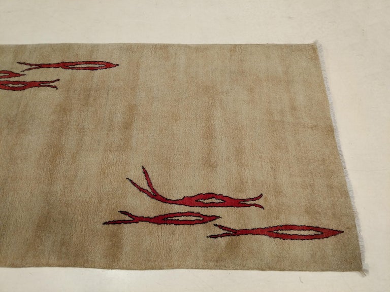 Art Deco Fish Design Ivory Modernist Runner Rug For Sale at 1stDibs ...